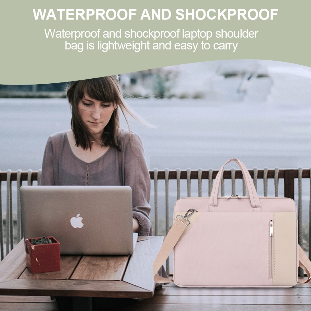 Geanta laptop, Poliuretan, 14 inch, Bej - eMAG.ro