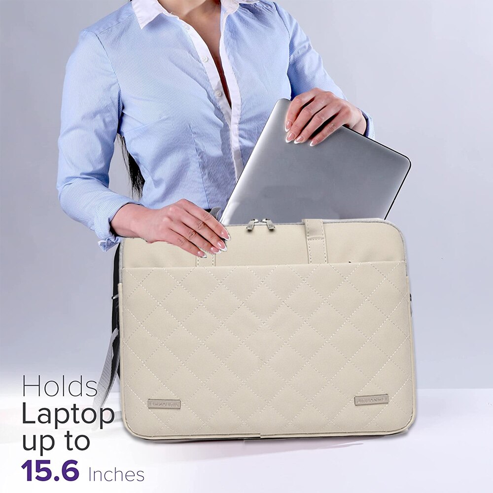 Husa laptop, Piele ecologica, 15.6 inch, Alb - eMAG.ro