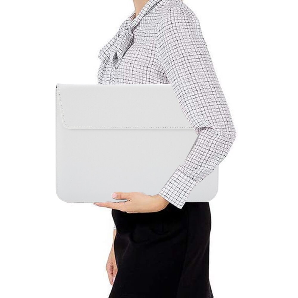 Husa laptop, Piele ecologica, 15 inch, Alb - eMAG.ro