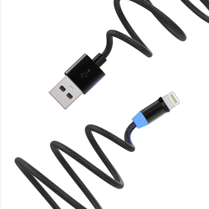 Cablu USB, SkyDolphin, Magnetic, Lightning, 2.4A, 1m, Negru - eMAG.ro
