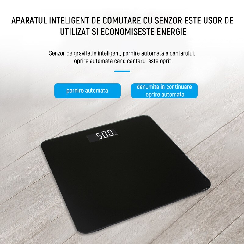 Cantar personal digital pentru greutatea corporala, Vaxiuja, 302 × 302 × 25 mm, Sticla ...