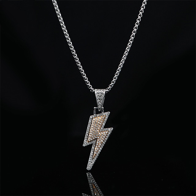 Lantisor cu pandantiv Fulger, Argintiu si Auriu - eMAG.ro