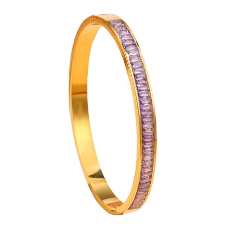 Bratara de dama tip Bangle fixa, model cristale cu efect de Sapphire ...