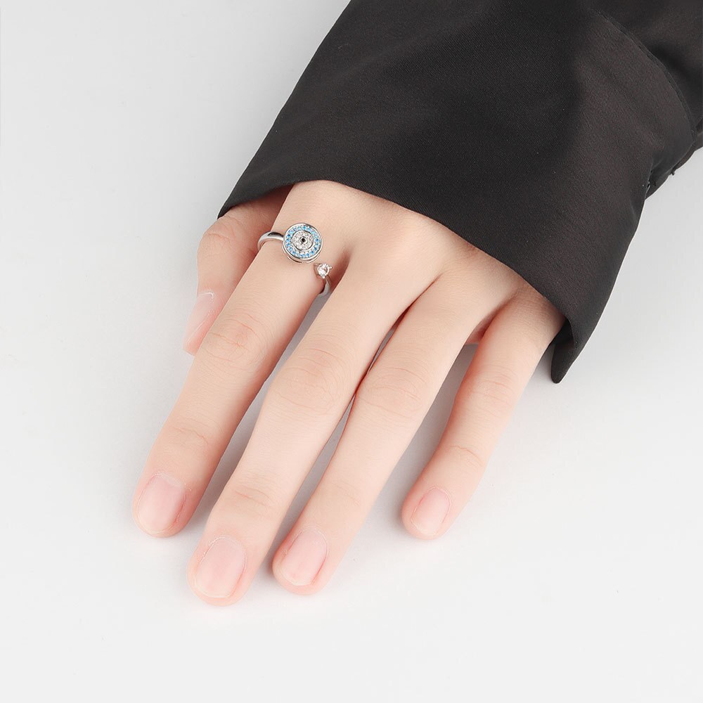 Inel de dama, model cu disc rotativ, Spinner antistress, pietre ...