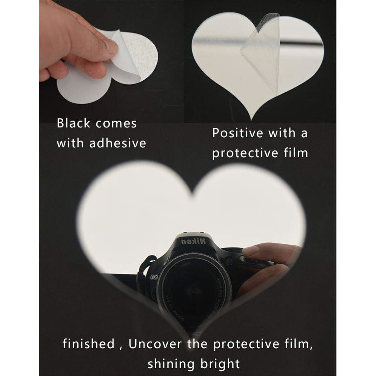 Комплект 100 огледала във формата на сърце, за декорация на стена, 2 х ...