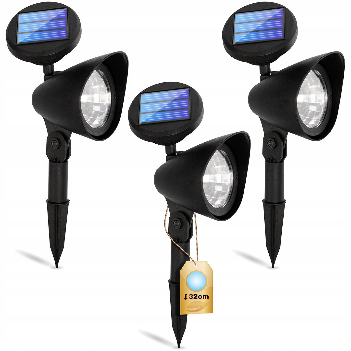 Set de 3x Lampi solare de gradina, LED, Negru, 6500K - eMAG.ro
