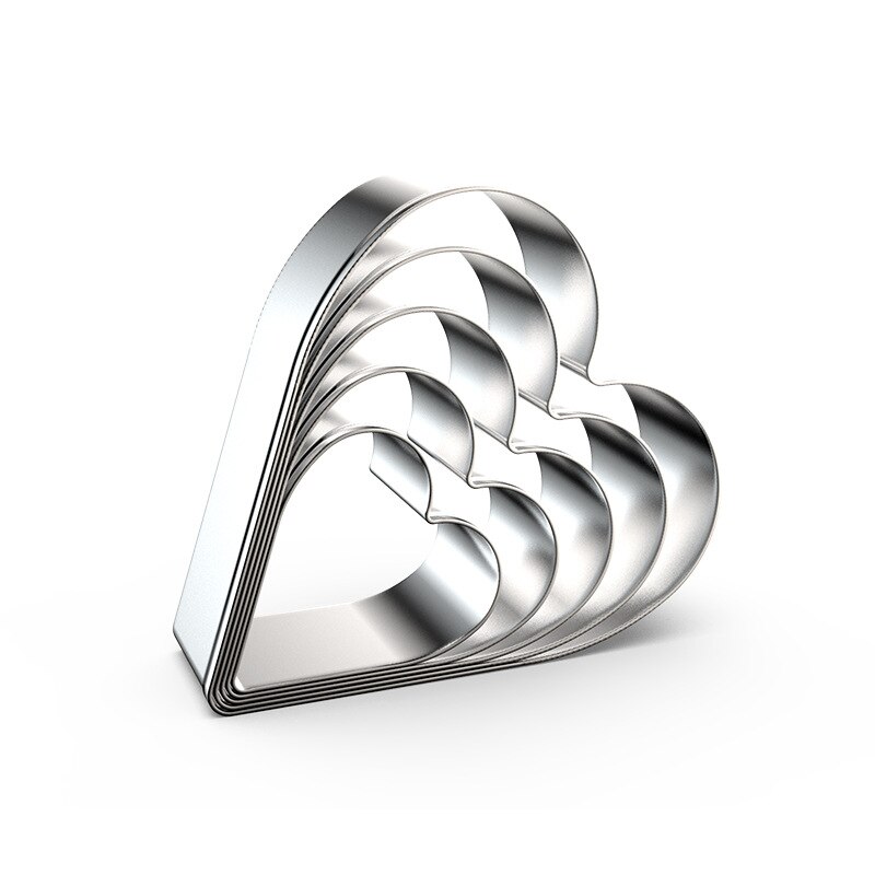 Forme pentru prajituri in forma de inima, Inox, Argintiu, 5 bucati ...