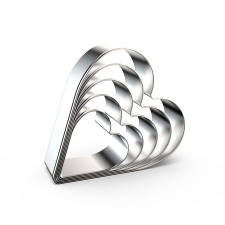 Forme pentru prajituri in forma de inima, Inox, Argintiu, 5 bucati ...