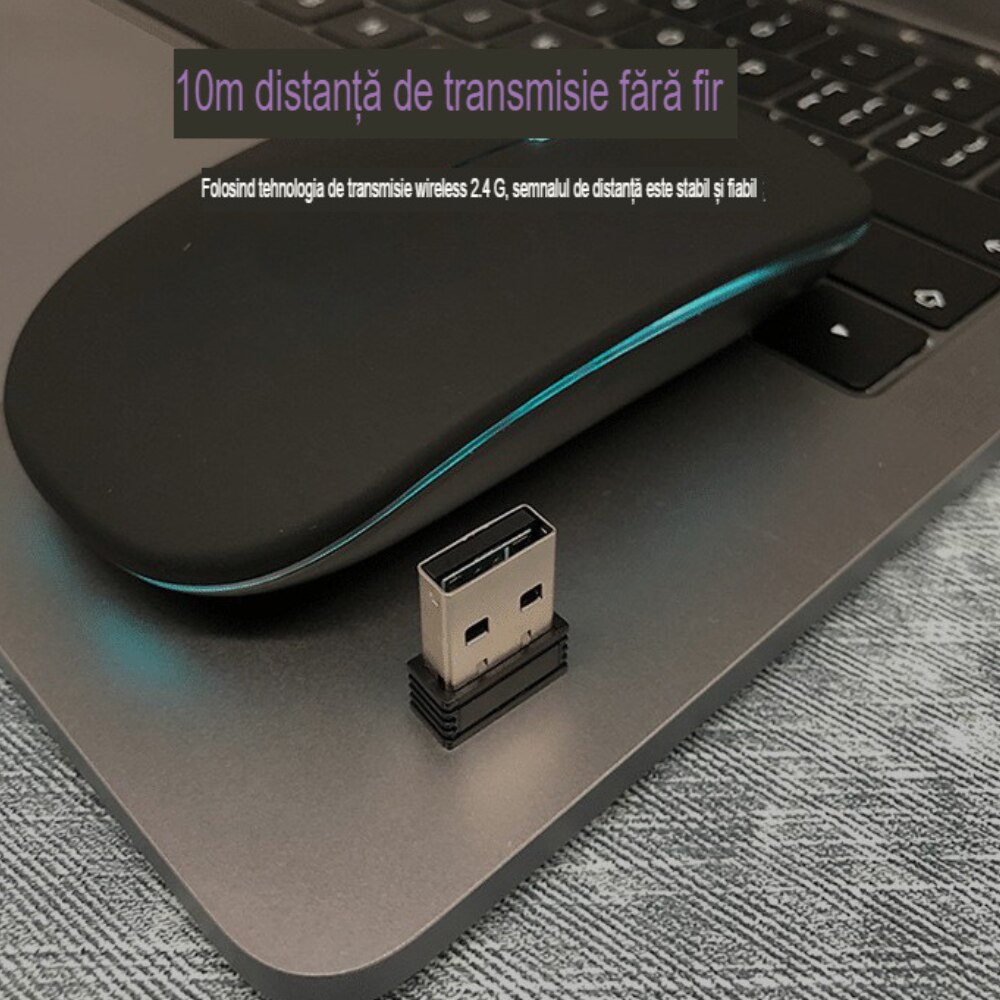 Mouse, fara fir, pentru computer, jocuri, de birou, cu iluminare, optic ...