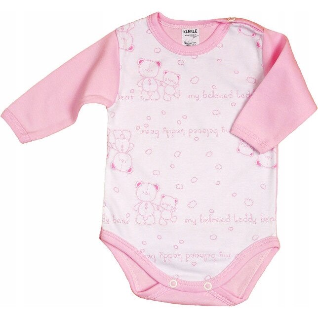 Body cu maneca lunga, Klekle, Model ursulet, Bumbac, Roz, 104 cm - eMAG.ro