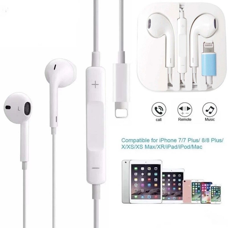 Casti audio SMARTIX® cu fir pentru telefon cu mufa lightning, functie ...