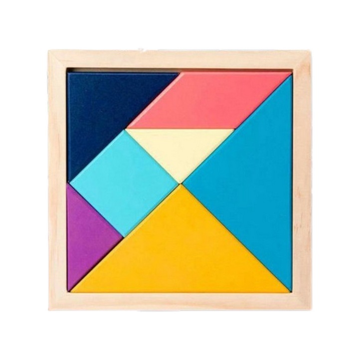 Joc educativ Tangram, Puzzle din lemn, Mare 20x20 cm - eMAG.ro