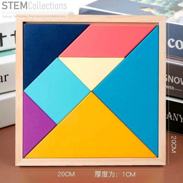 Joc educativ Tangram, Puzzle din lemn, Mare 20x20 cm - eMAG.ro