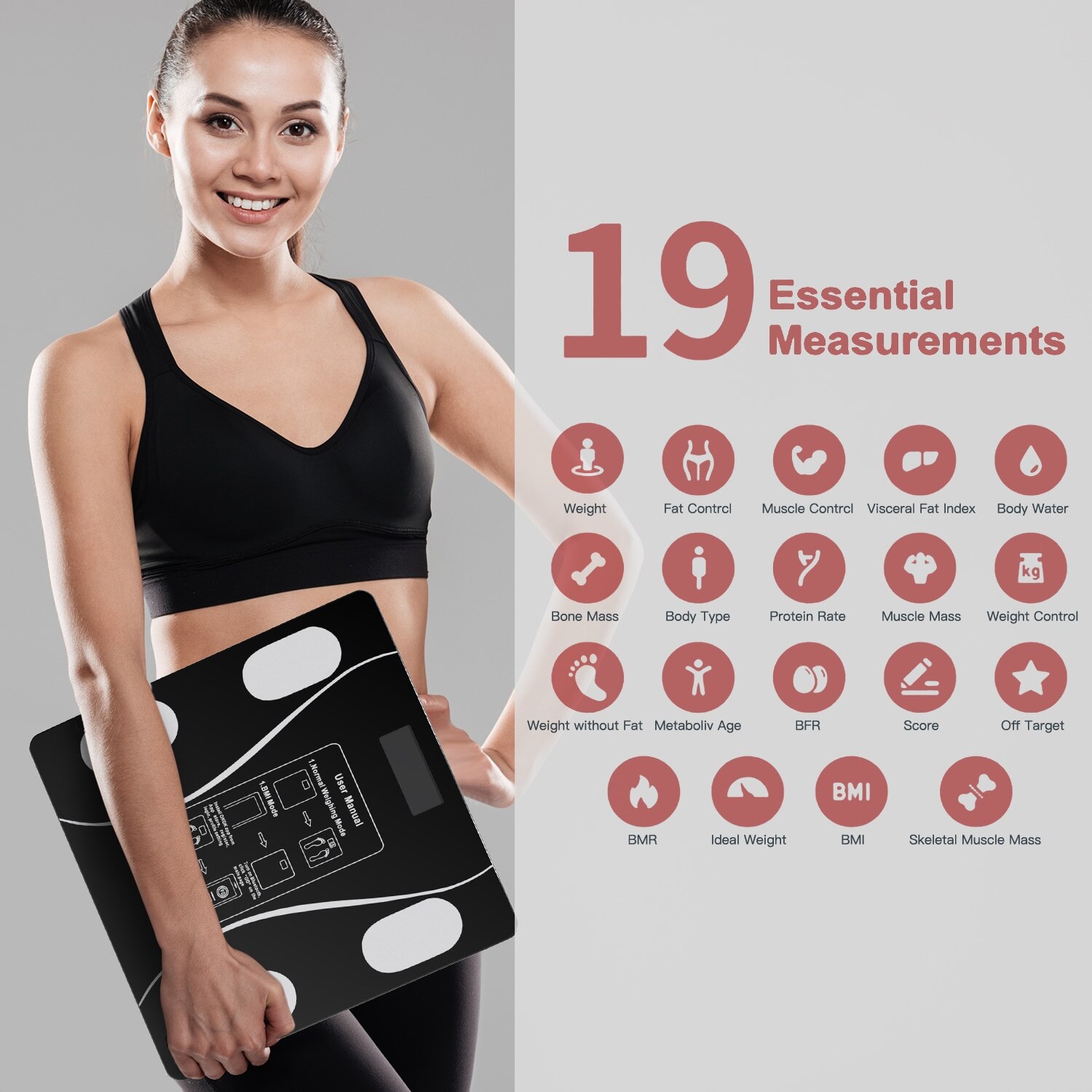 Cantar inteligent Corporal Profesional, Conectare prin Bluetooth,10 ...