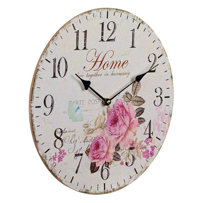 Ceas de Perete din Lemn Trandafiri Vintage 34cm - eMAG.ro