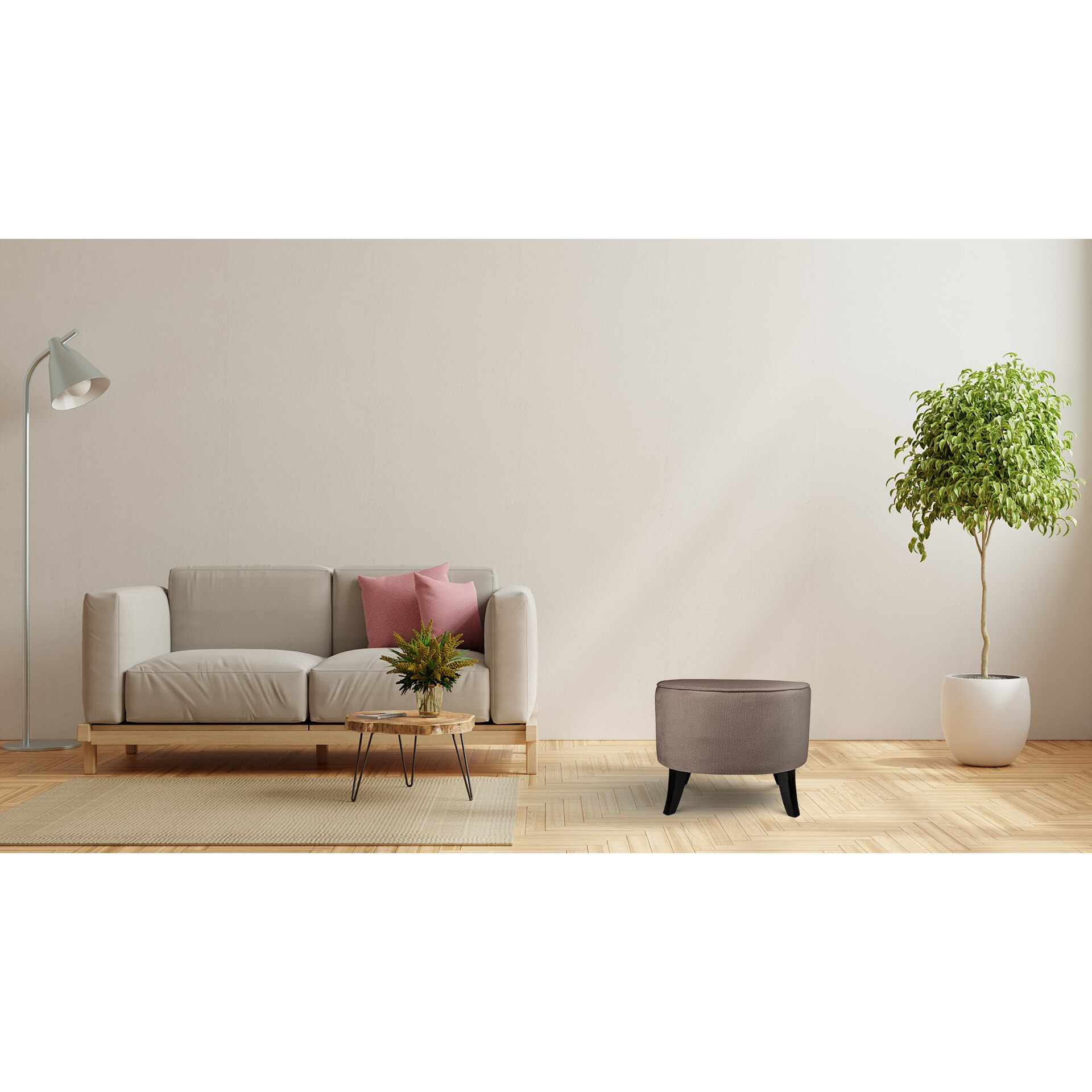 Taburet rotund cu patru picioare din lemn, Postergaleria, 52x62x46 cm ...