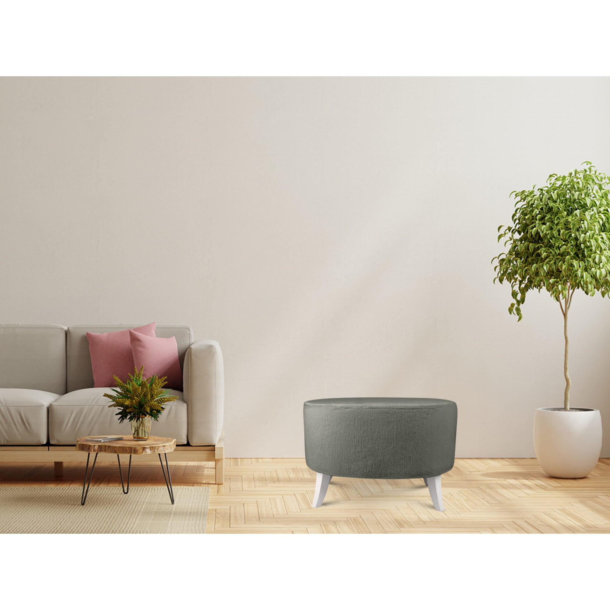 Taburet rotund cu patru picioare din lemn, Postergaleria, 62x72x46 cm ...