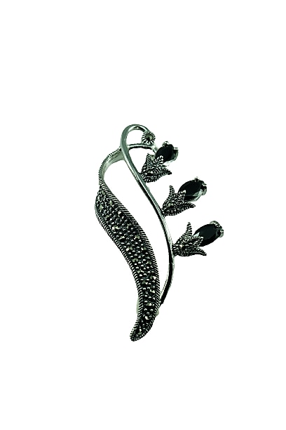 Brosa din argint 925 TSR, cu pietre naturale, zirconiu si marcasite ...