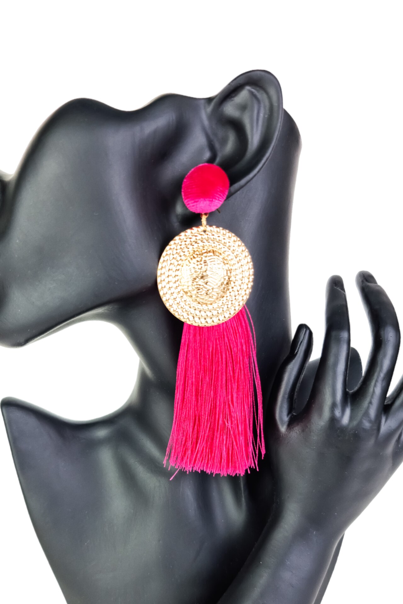 Cercei roz, lungi, cu franjuri - eMAG.ro