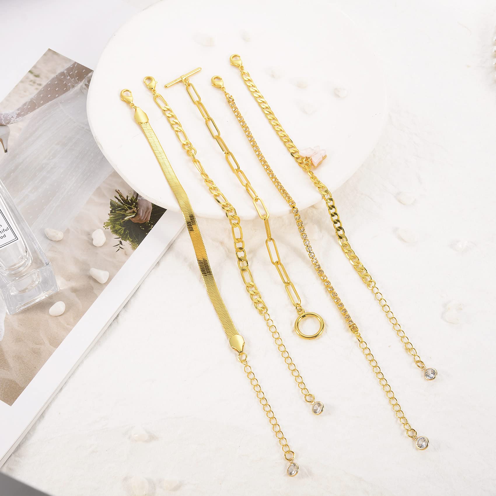 Set de bratari 5PCS, reglabil, din otel inoxidabil, OVERTANG - eMAG.ro