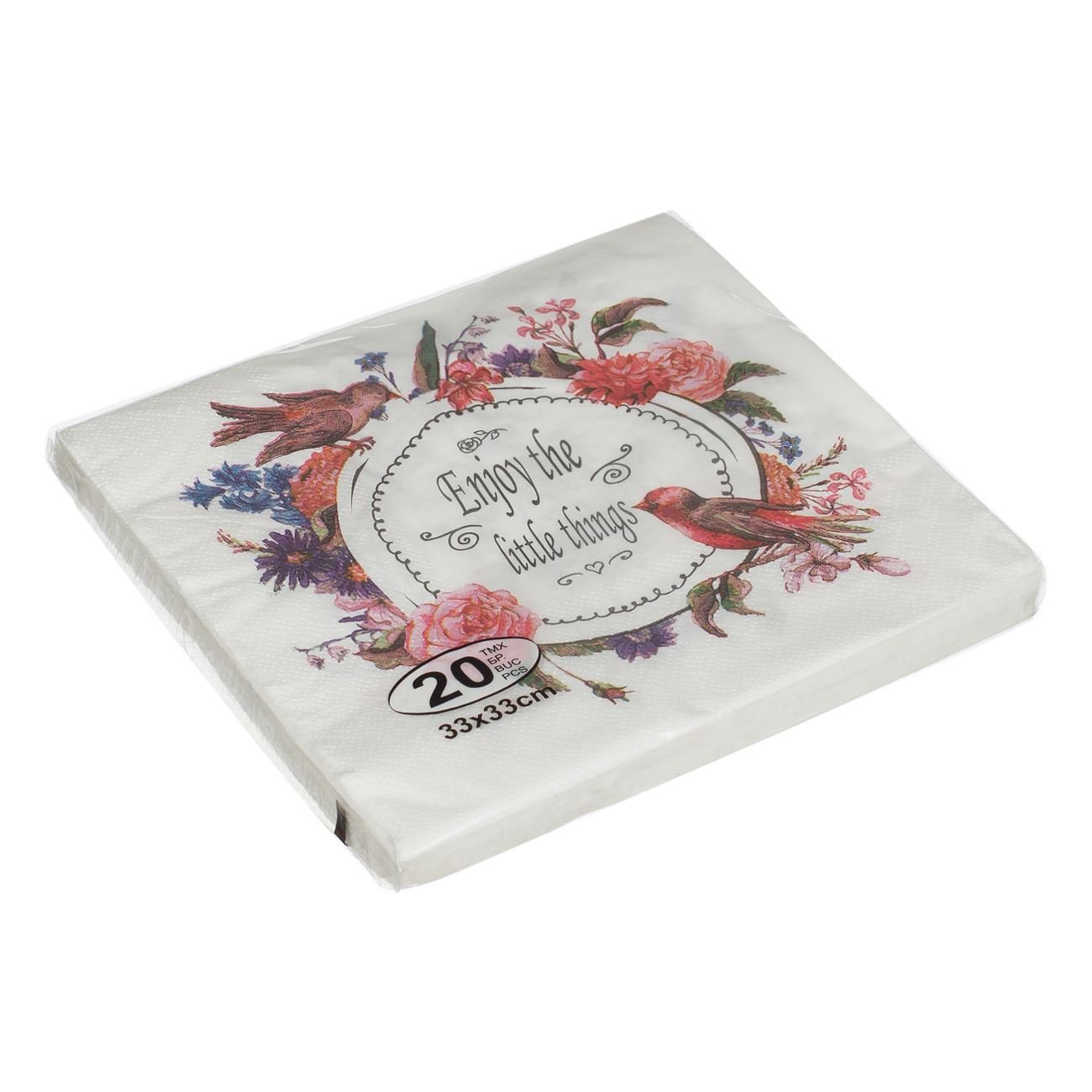 Set 20 servetele de masa cu imprimeu mesaj si flori, 33 x 33 cm - eMAG.ro