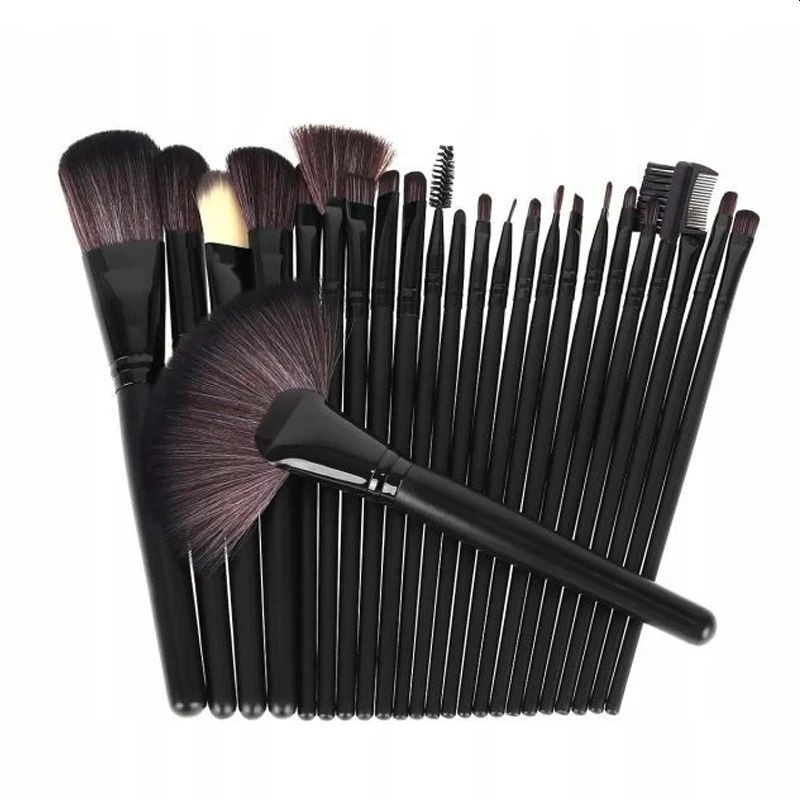 Set 24 pensule make-up, PROCART, diferite dimensiuni, husa piele ...