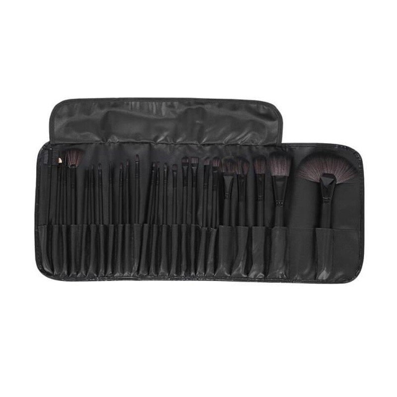 Set 24 pensule make-up, PROCART, diferite dimensiuni, husa piele ...