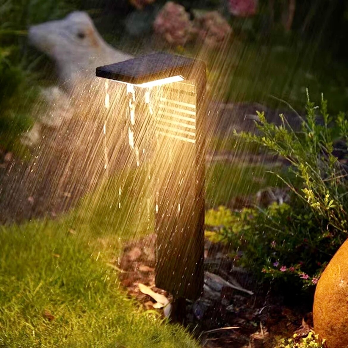 Set 2 stalpi solari de gradina Bonao, IP65, panou solar 2W, baterie 3 ...