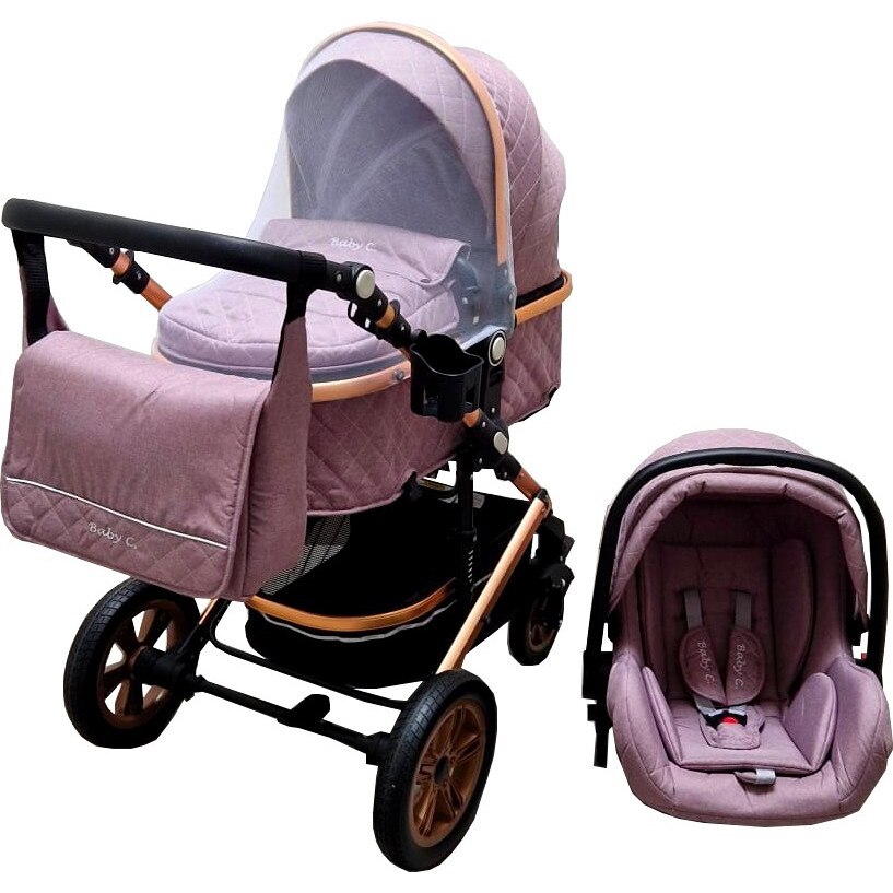 Carucior nou nascuti 3 in 1 Baby Care™ PRO 530, Cu geanta bebe, Cadru ...