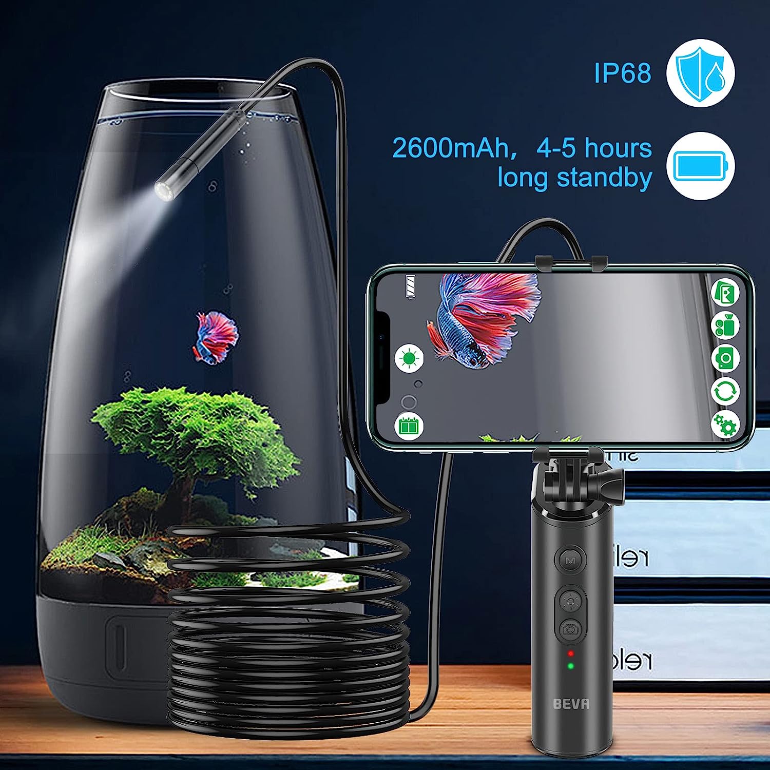 Camera de inspectie cu endoscop. BEVA, 1920x1080, impermeabila, 8 led ...