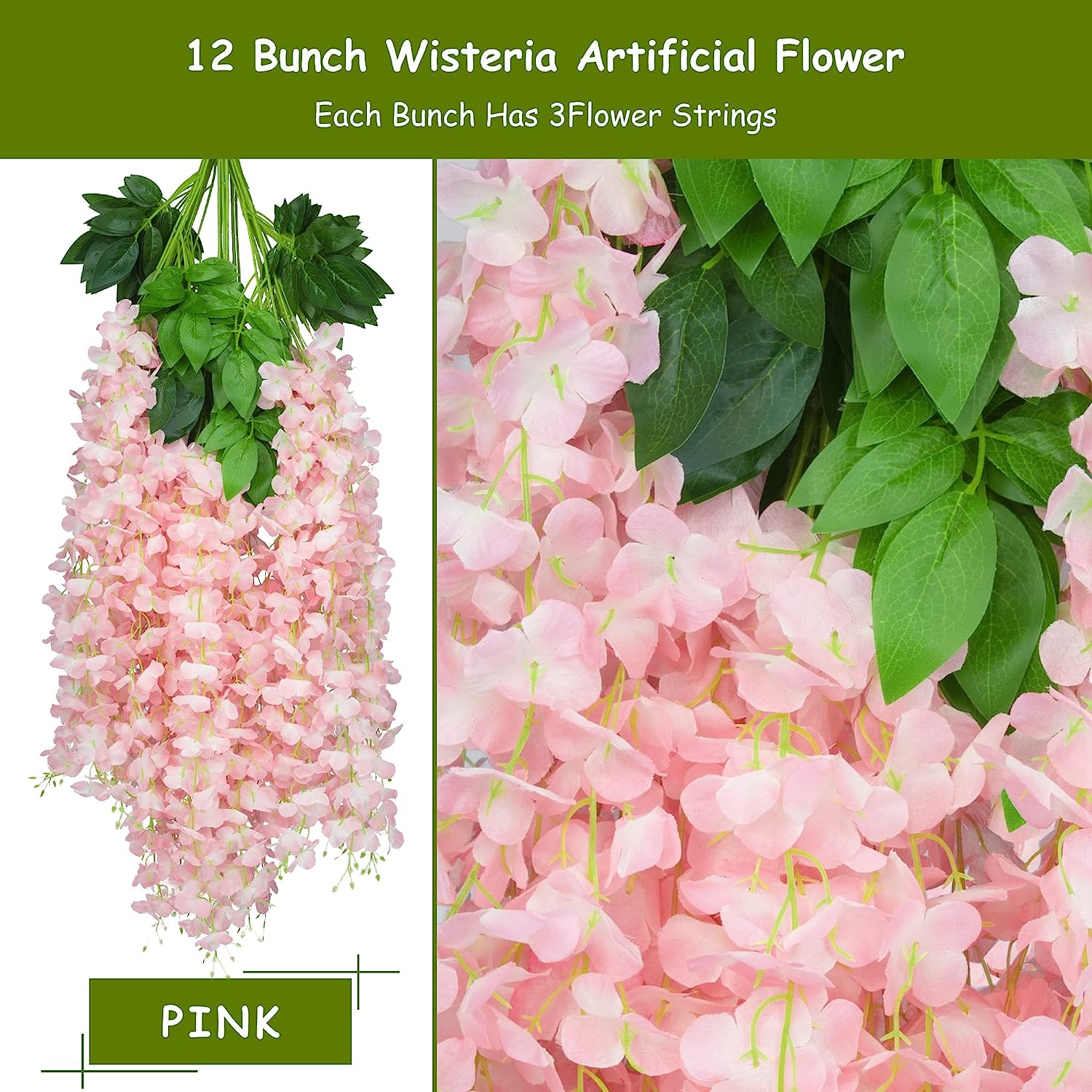 Set 12 Bucati Planta Artificiala Curgatoare Glicina Wisteria ，pentru ...