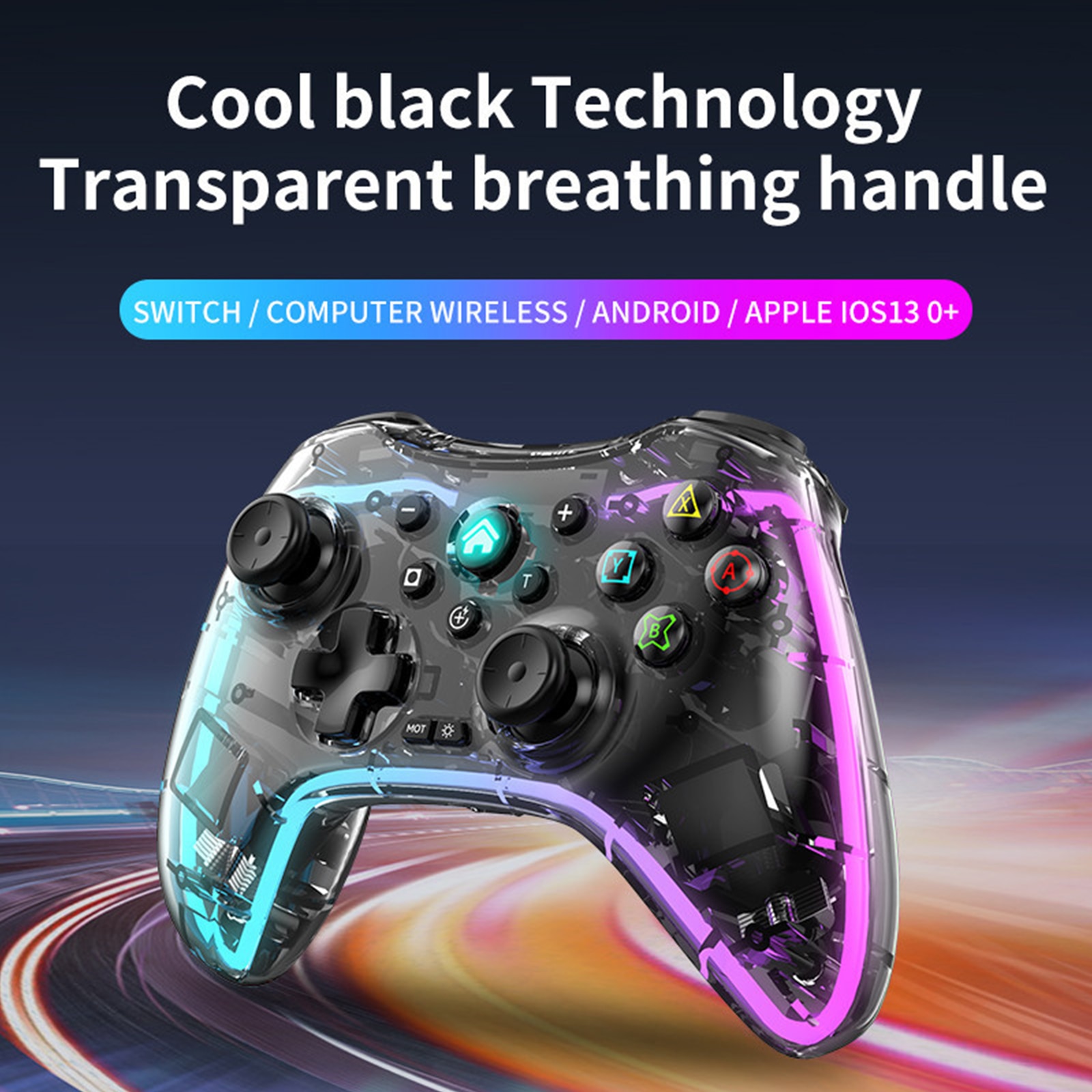 Controler Wireless, Darklove, lumina RGB, Design ergonomic, Compact si ...
