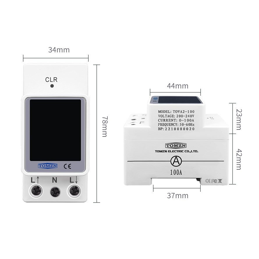 Contor digital monofazat de energie electrica, TOMZN, 80-270V, 100A ...
