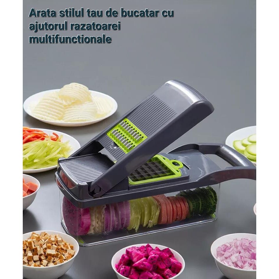 Razatoare multifunctionala DIGIMAT® 13 accesorii, pentru fructe, legume ...