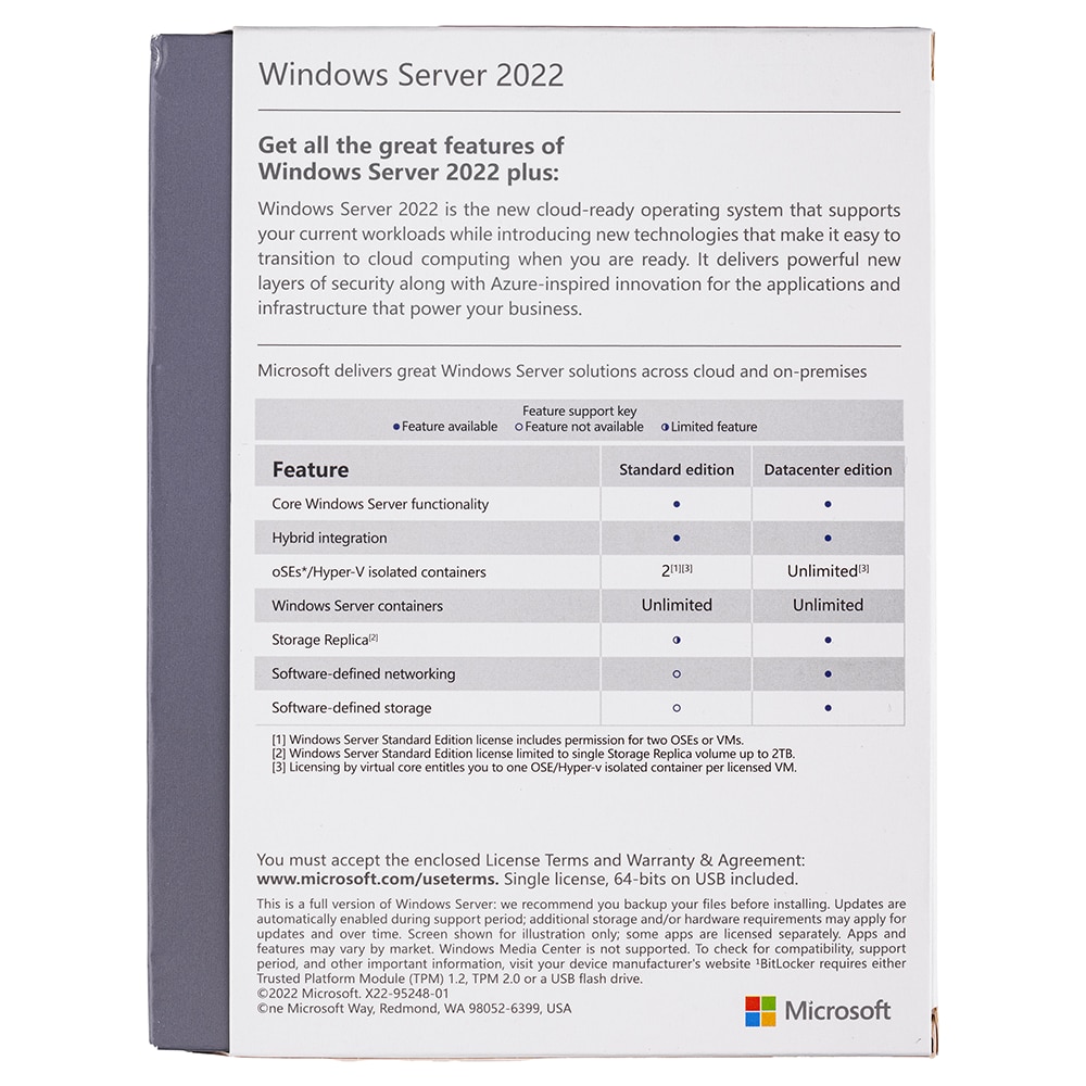 Windows Server 2022 Standard, Retail FPP, Windows, Multilanguage, USB 3 ...
