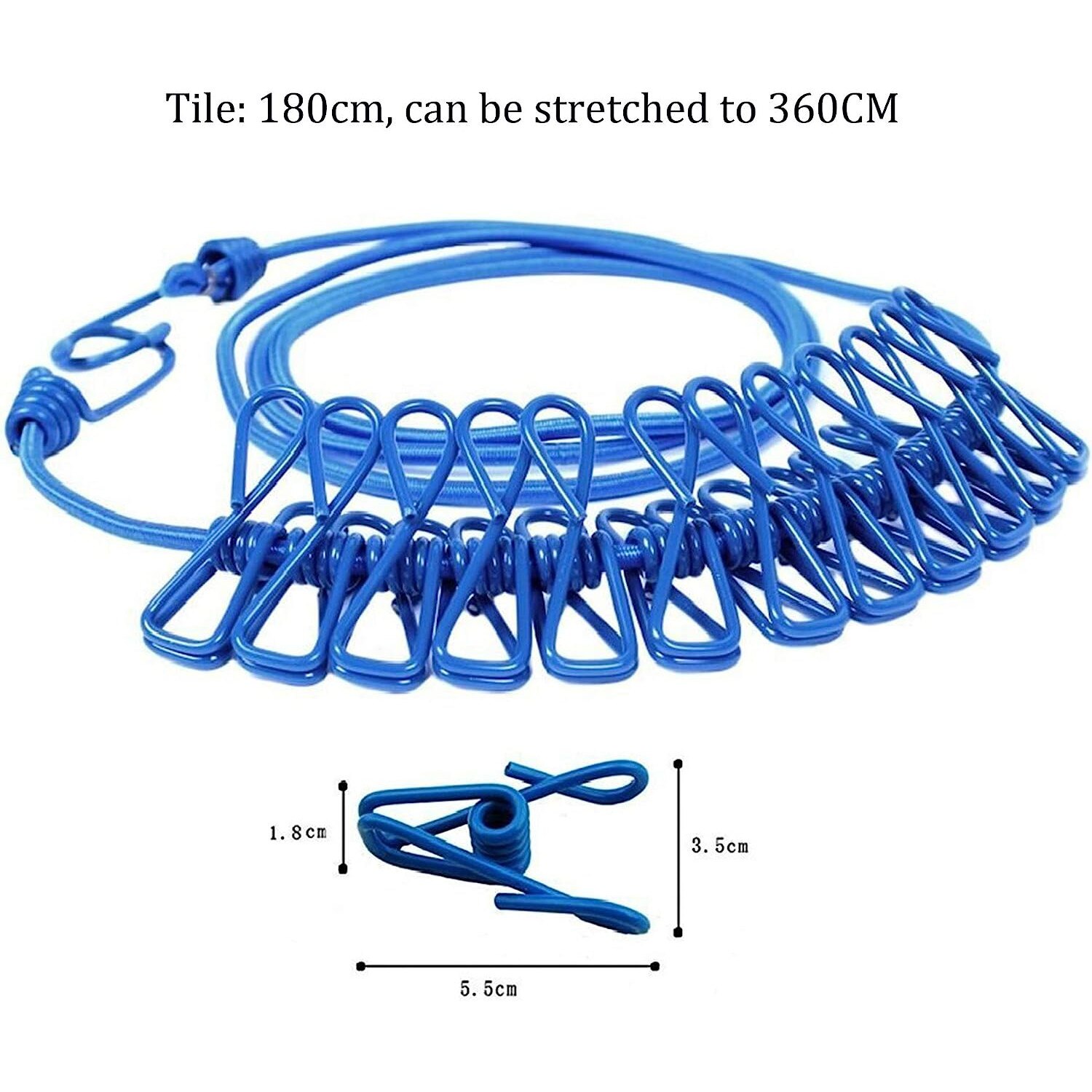 Sfoara de rufe, PVC, 12 cleme, Lungime maxima 360 cm, Albastru - eMAG.ro
