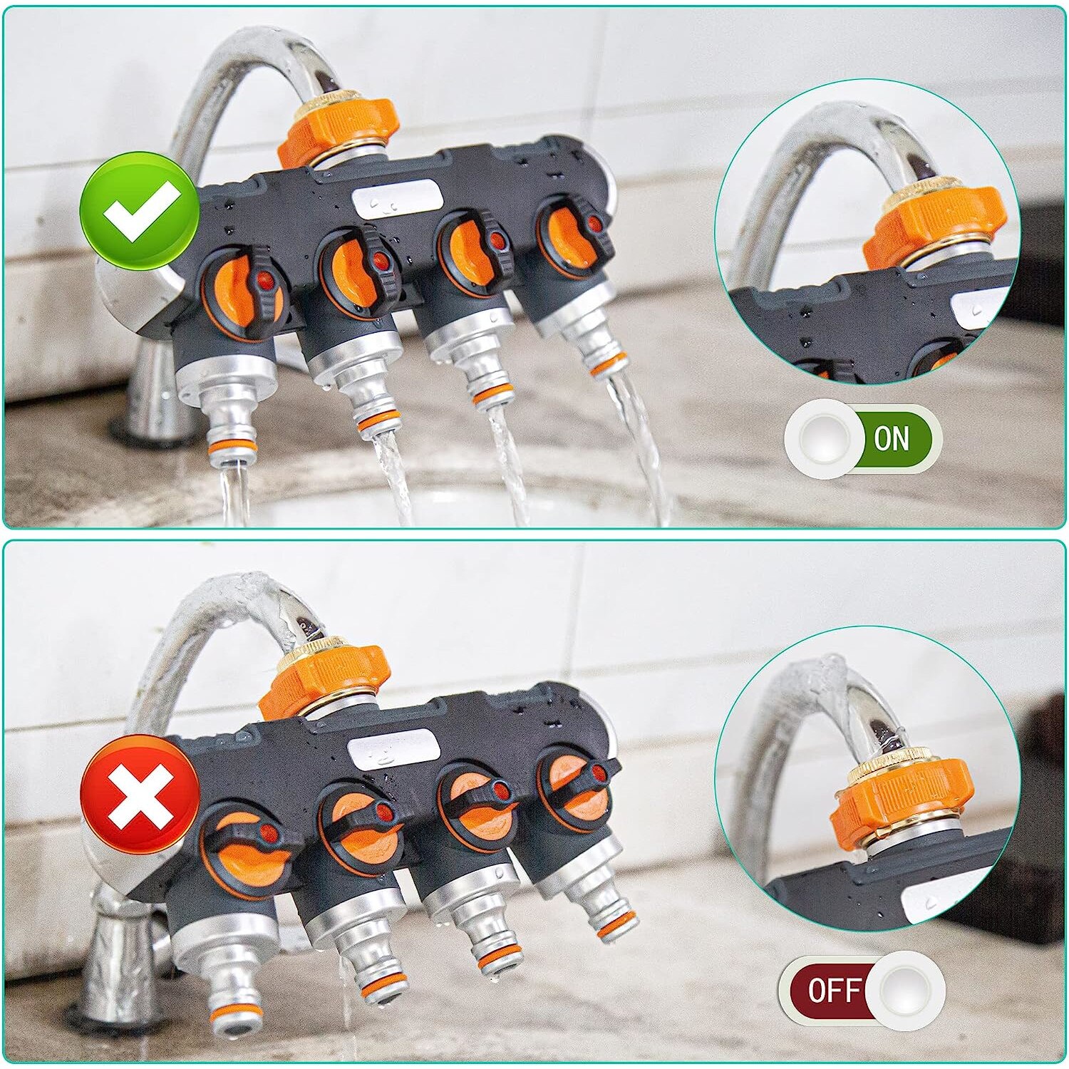 Distribuitor de apa cu 4 cai, ABS, Multicolor - eMAG.ro