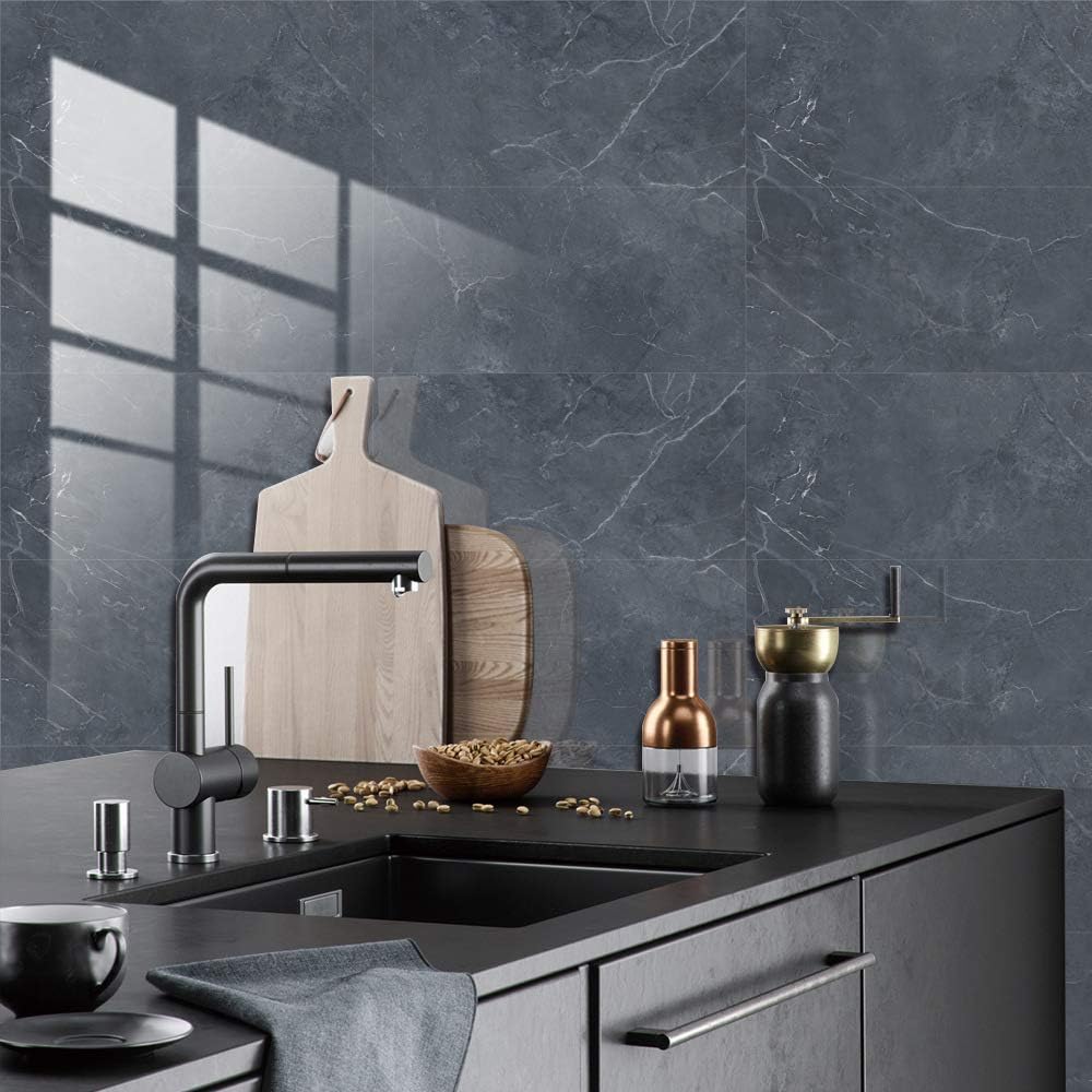 Set 16 Placi decorative, Autoadezive, PVC, 30x15cm, Gri Antracit - eMAG.ro