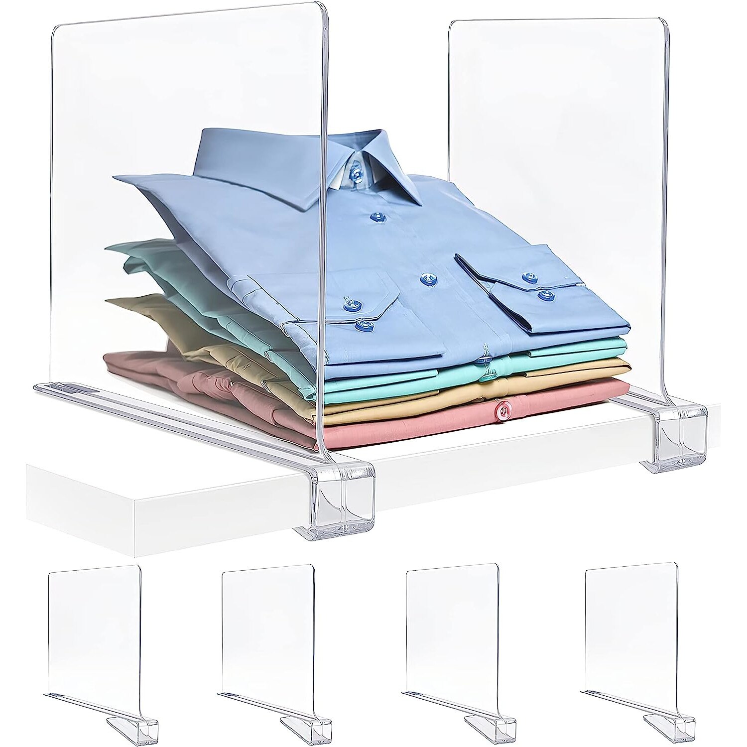 Set 4 separatoare raft, Acril, 29 x 2 x 20.5 cm, Transparent - eMAG.ro