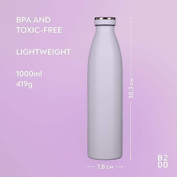 Sticla de Baut B2DO din Otel Inoxidabil de 1000 ml, Culoare Lavanda ...