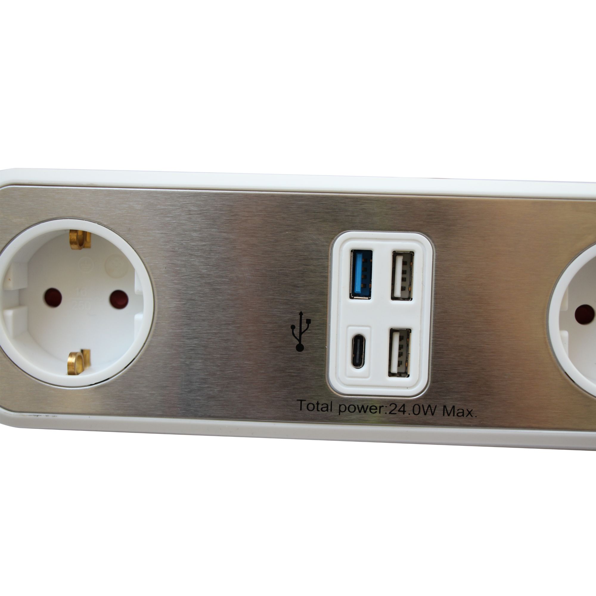 Prelungitor pentru birou cu 2 prize + 3 USB A+ USB C cablu 1.5 m, Alb ...