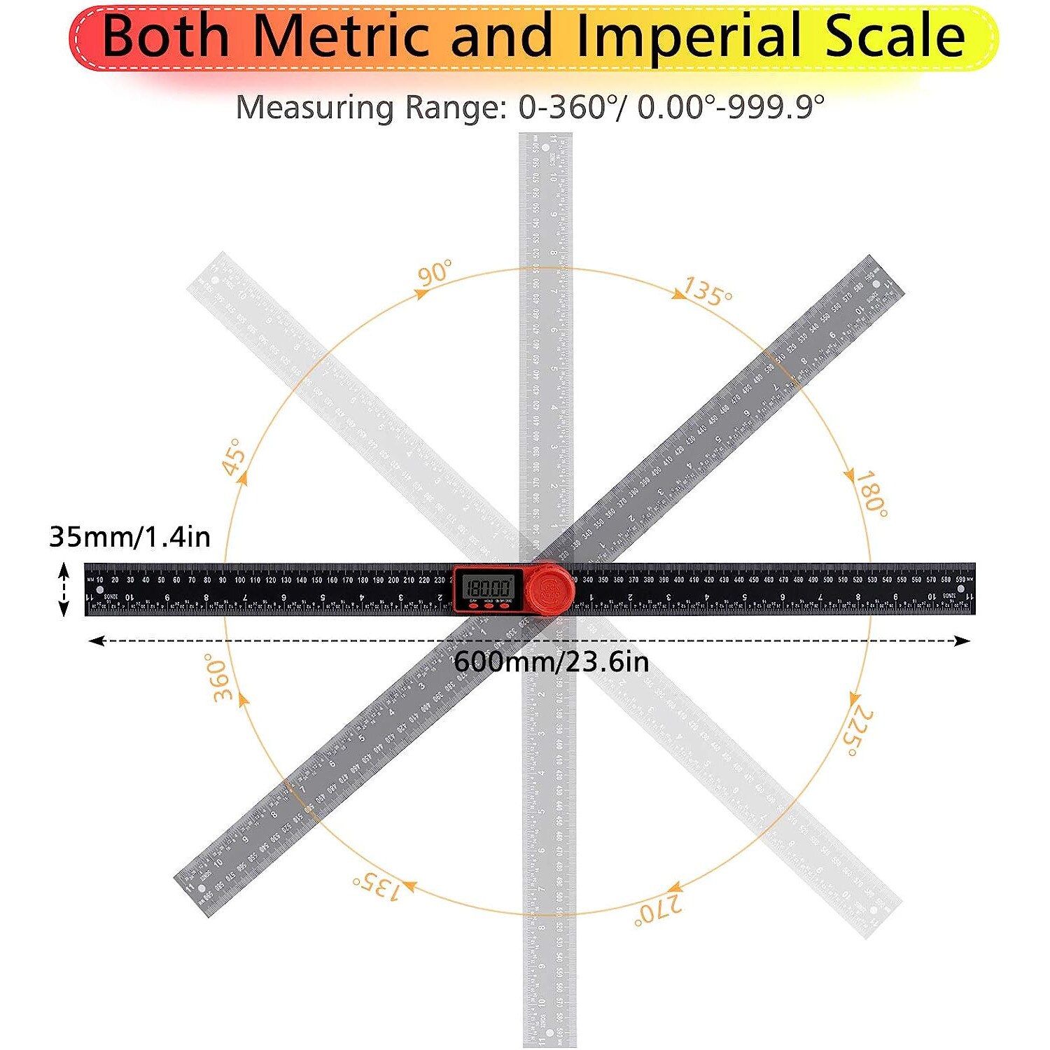 Raportor digital JENUOS® de 200 mm, plastic, 2in1, Negru - eMAG.ro