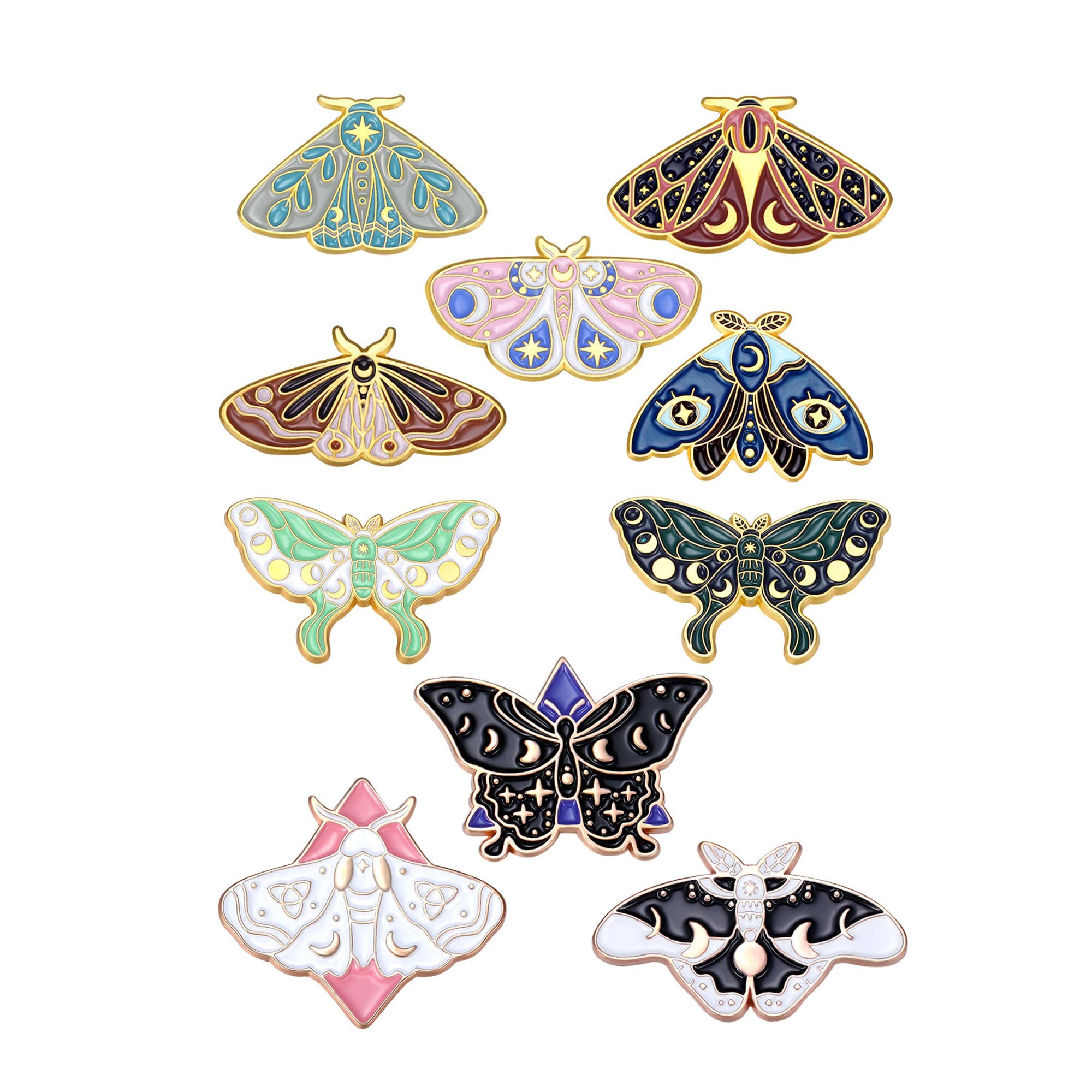 Set de 10 ace cu fluture, emailate, pentru femei, OVERTANG - eMAG.ro