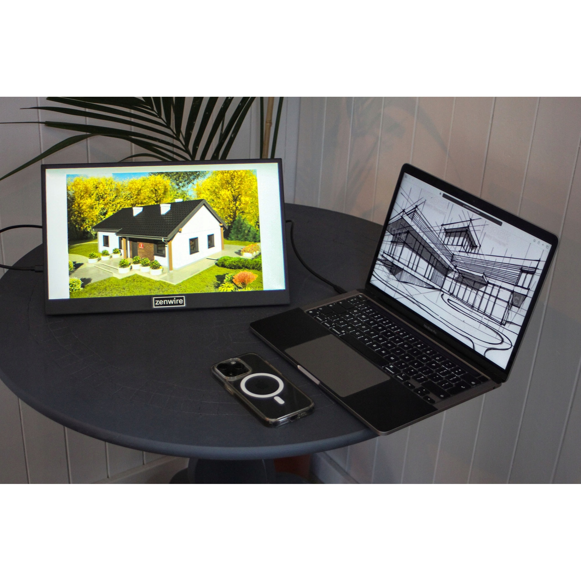 Monitor portabil, Zenwire, 15, 6 inchi, USB-C Full HD 1920x1080 IPS ...