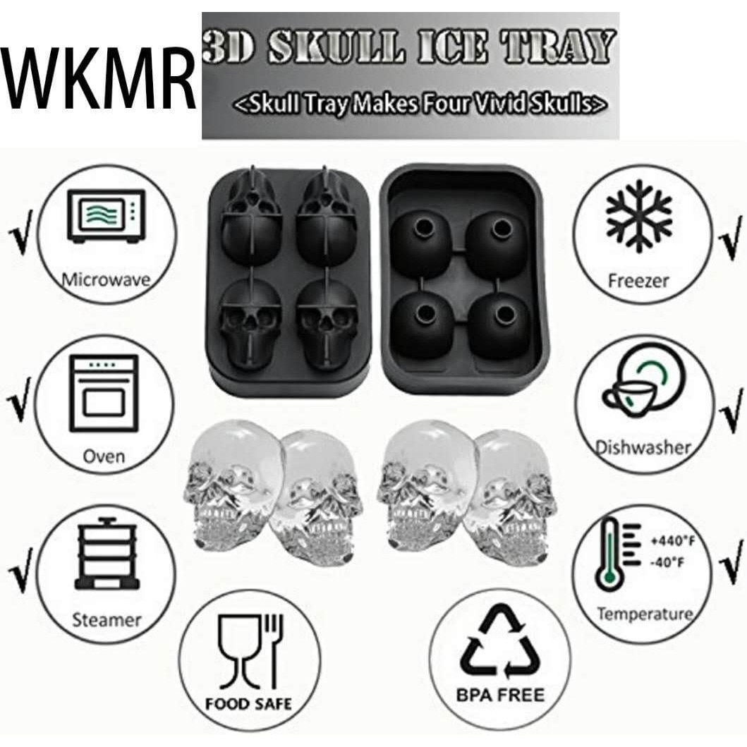 Set 2 Forme de facut Gheata, Craniu, Siliconn Negru - eMAG.ro