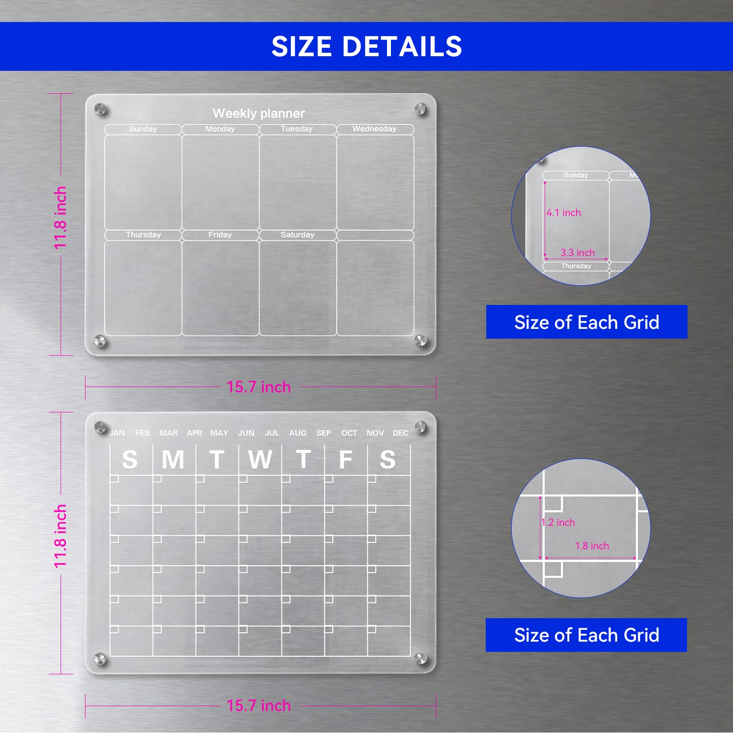 Set de 2 calendare magnetice pentru frigider, OVERTANG, cu pix ...