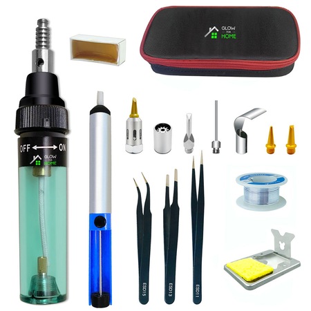 Set trusa 16 accesorii cu Ciocan de lipit si cositorit pe gaz butan ...