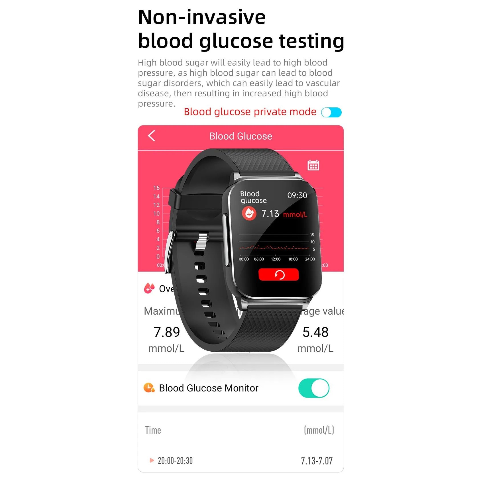 Ceas smartwatch pentru masurarea glicemiei fara intepare, Alhena ...