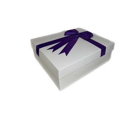 Cutie cadou, alba cu funda mov, forma patrata, 31X31X13 cm - eMAG.ro