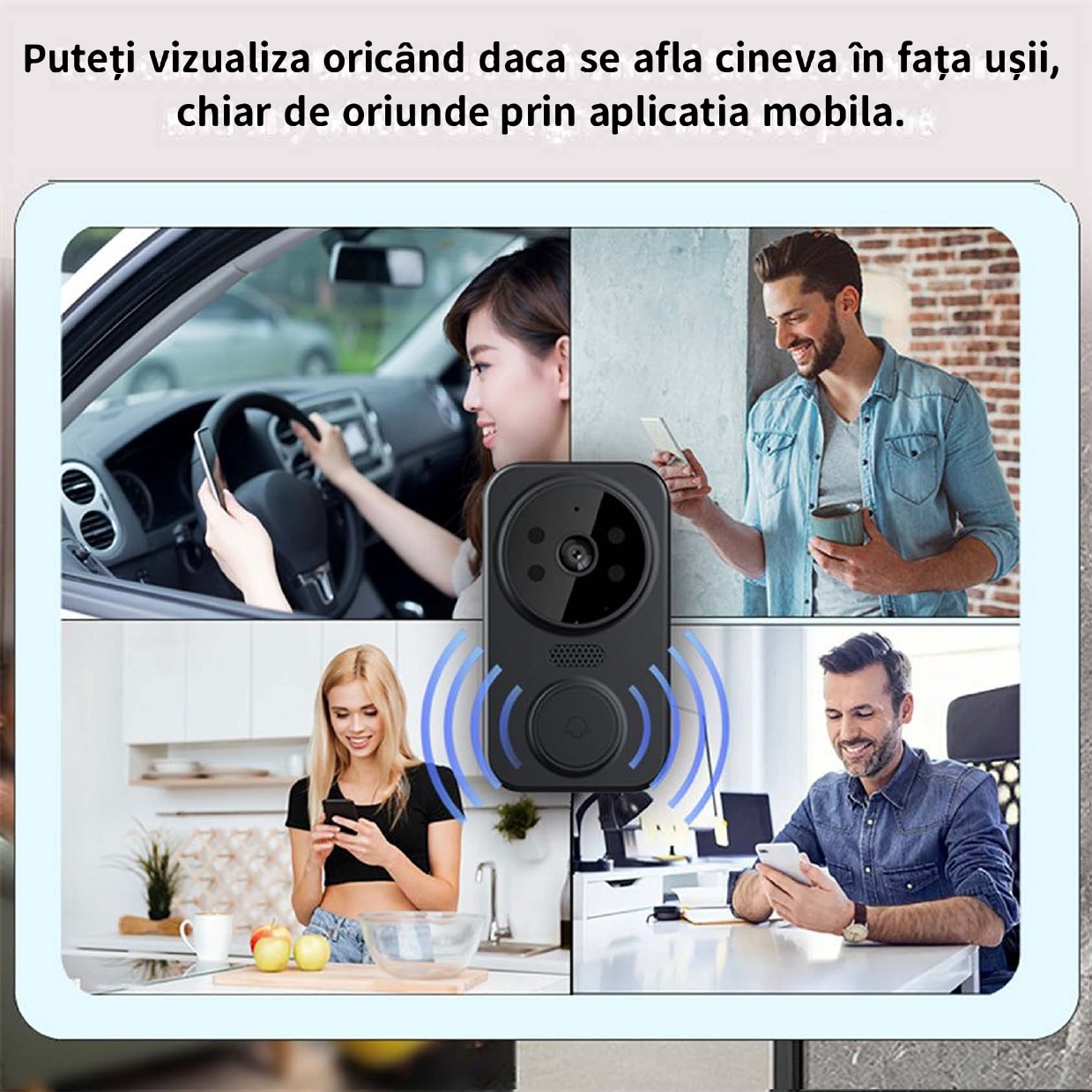 Sonerie video inteligenta fara fir Tuya, wireless, pentru interior si ...
